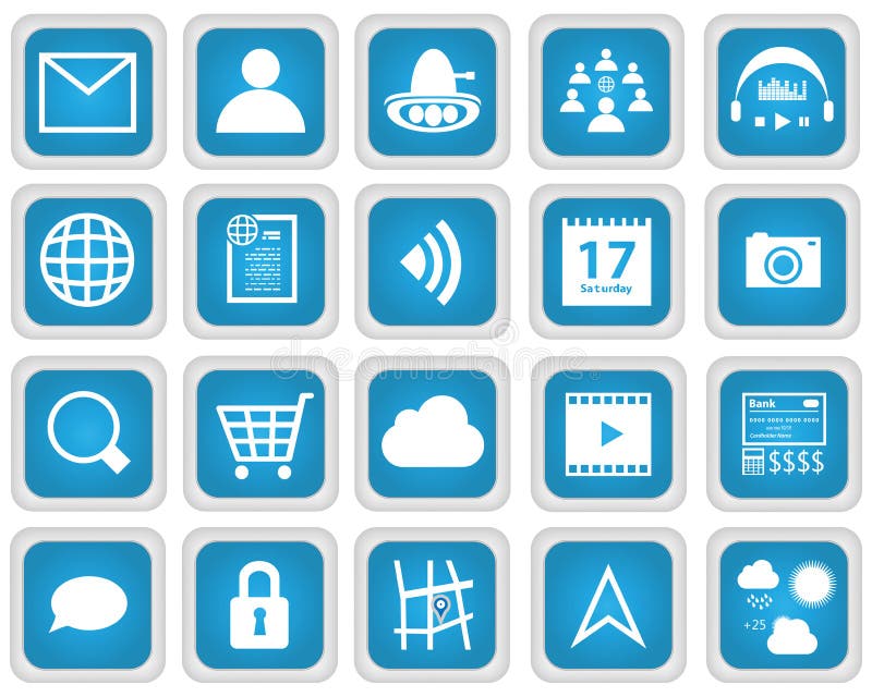 Mobile Web Services Icon Set Stock Vector - Illustration of feed ...