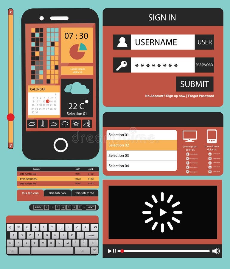 Mobile Web UI Concept for Mobile Stock Illustration - Illustration of ...