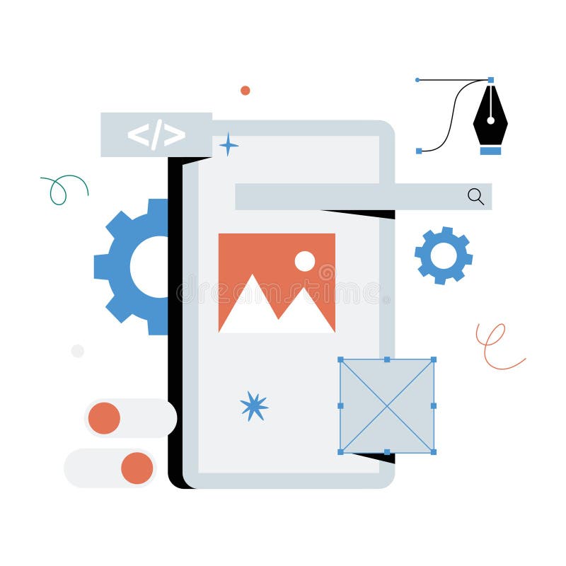 Mobile Website Design Interface in Flat Vector Illustration Symbolizing UX UI Development, Web ...