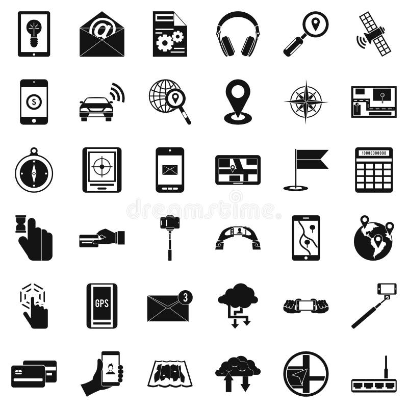 Mobile Widget Icons Set, Simple Style Stock Vector - Illustration of ...