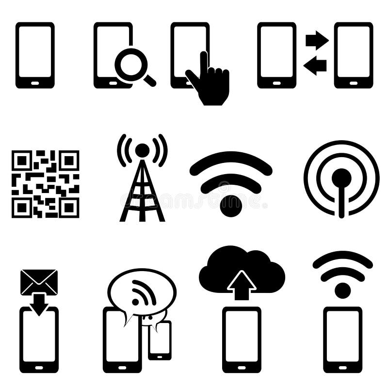 Mobile and wifi icon set stock vector. Illustration of business - 33995922