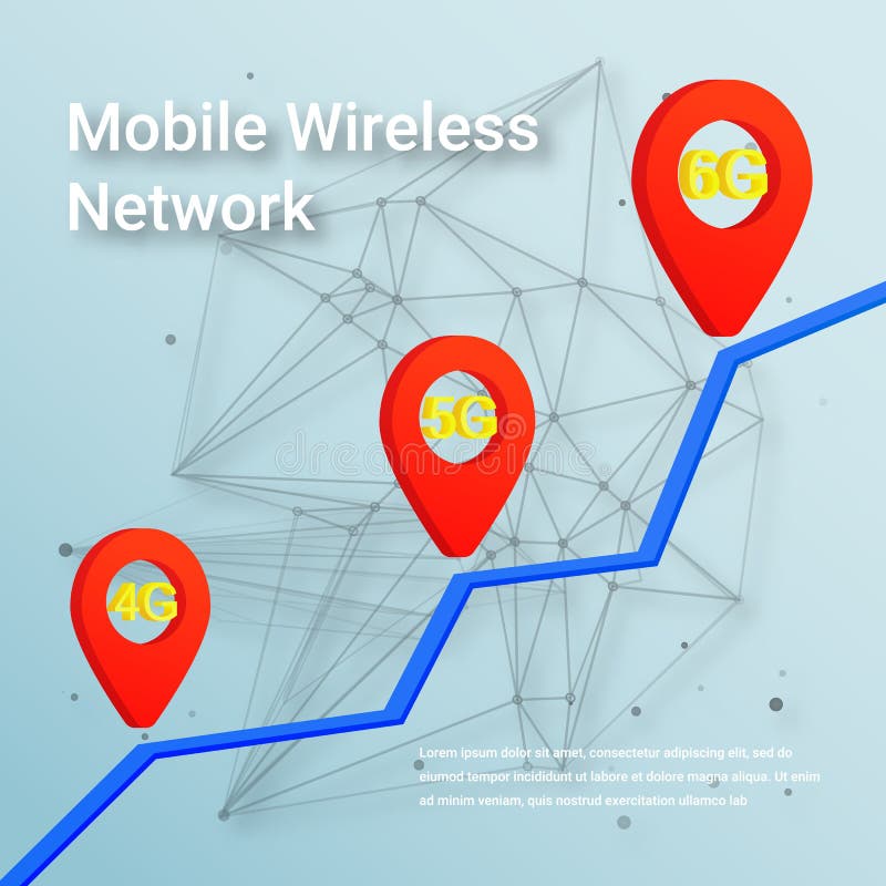 Mobile Wireless Network Concept. Change from 4G To 6G Stock Vector ...