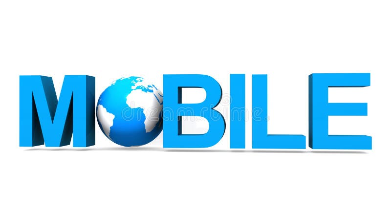 Mobile Word with Globe on White Stock Illustration - Illustration of ...