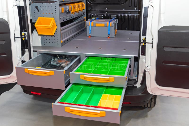 Mobile Workshop Mini Van stock image. Image of trunk - 196884261