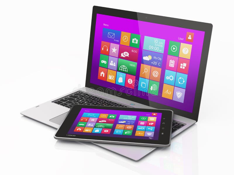 Mobilidade Do Computador E PC Da Tabuleta. Intrface Ilustração Stock ...