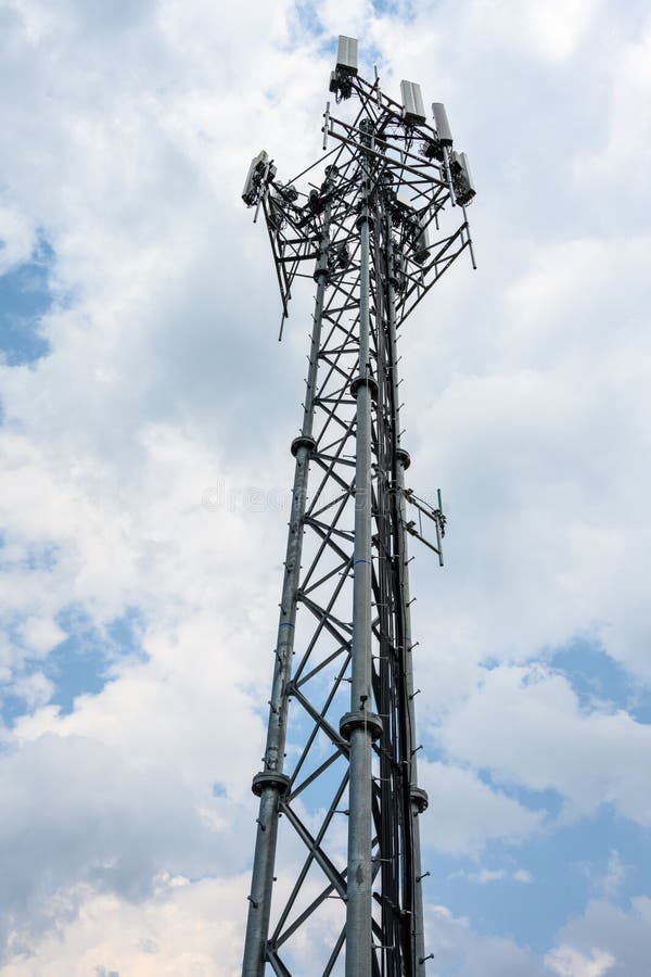 Lattice Self-supporting Steel Utility Tower with Power Lines and Panel ...