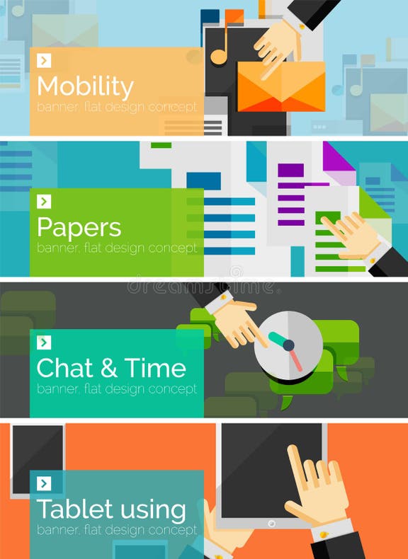 Mobility Concept Flat Design Banners Stock Vector - Illustration of ...