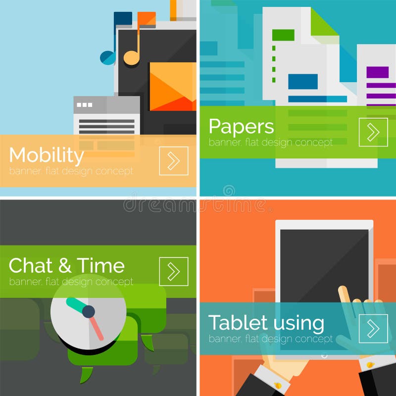 Mobility Concept Flat Design Banners Stock Vector - Illustration of ...