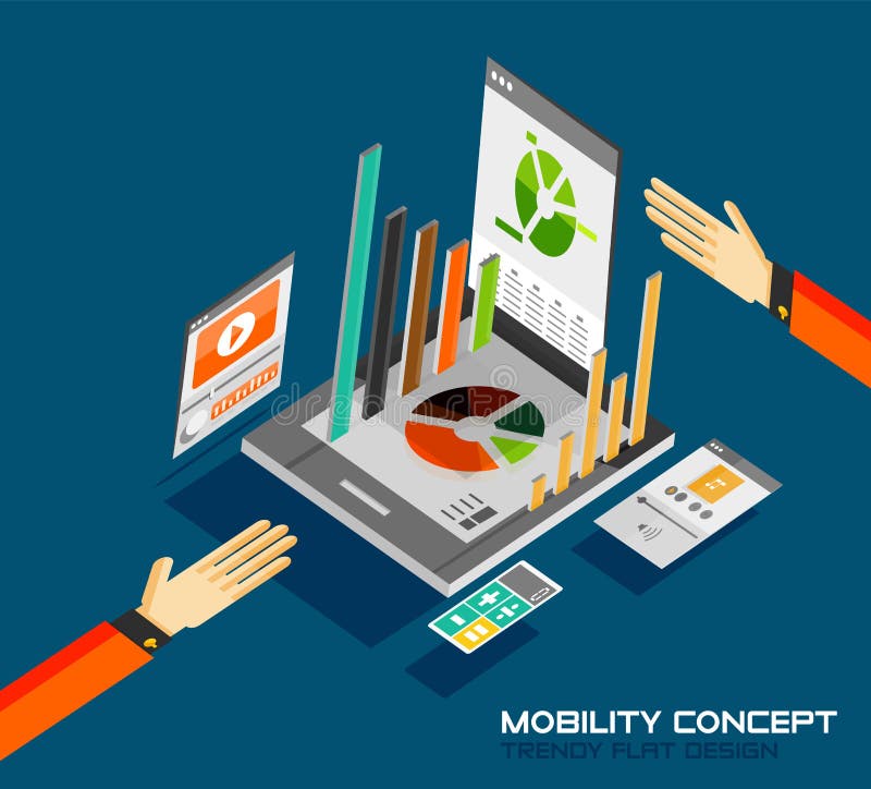 Mobility Concept Flat Design Stock Vector - Illustration of graph ...