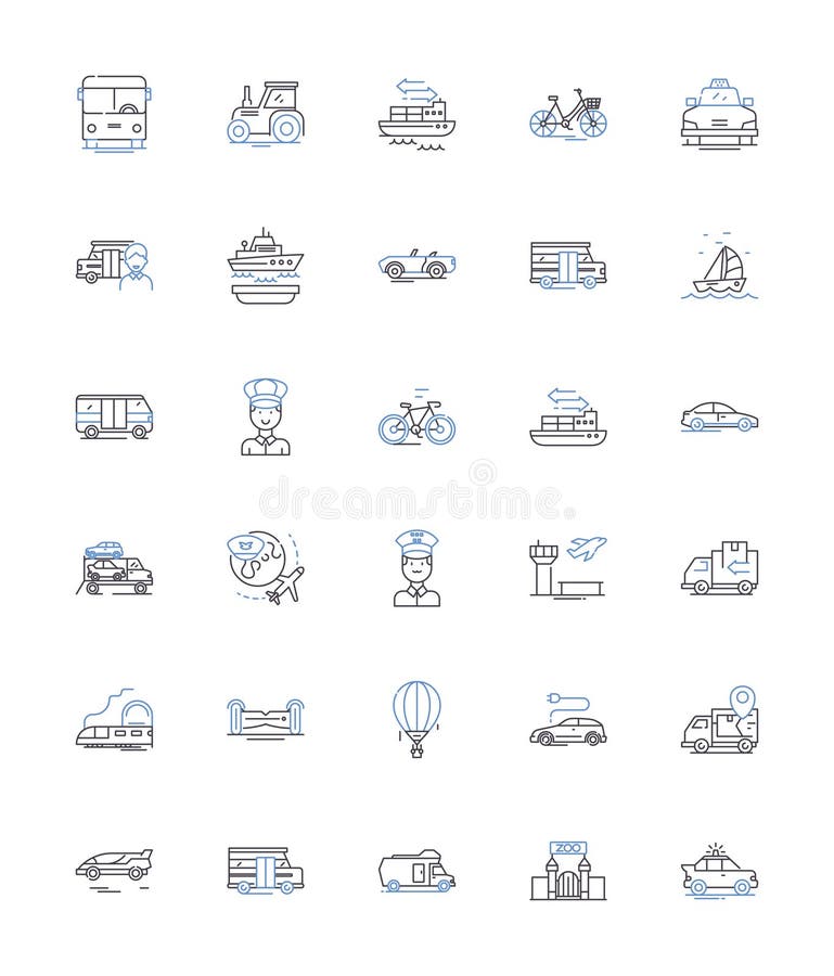 Mobility Line Icons Collection. Transportation, Commuting, Access ...