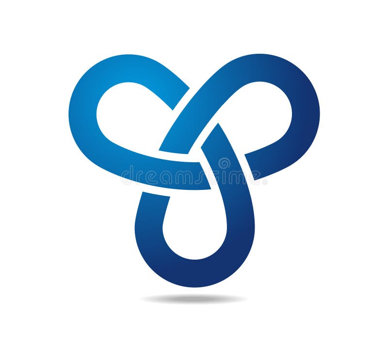 Mobius Loop Made of Three Lines in White on Blue Circle Stock Vector ...