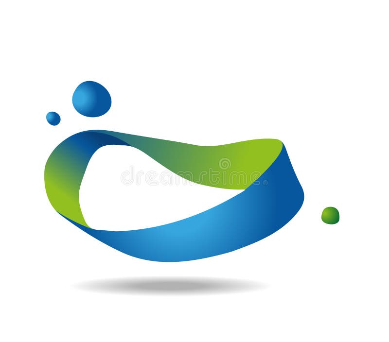 Mobius Loop Made of Green and Blue Ribbon with Bubbles. Infinity Sign ...