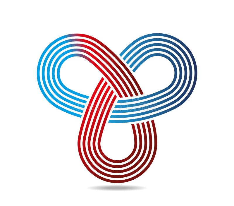 Mobius Loop with Three Elements Made of Four Blue-red Lines Stock ...