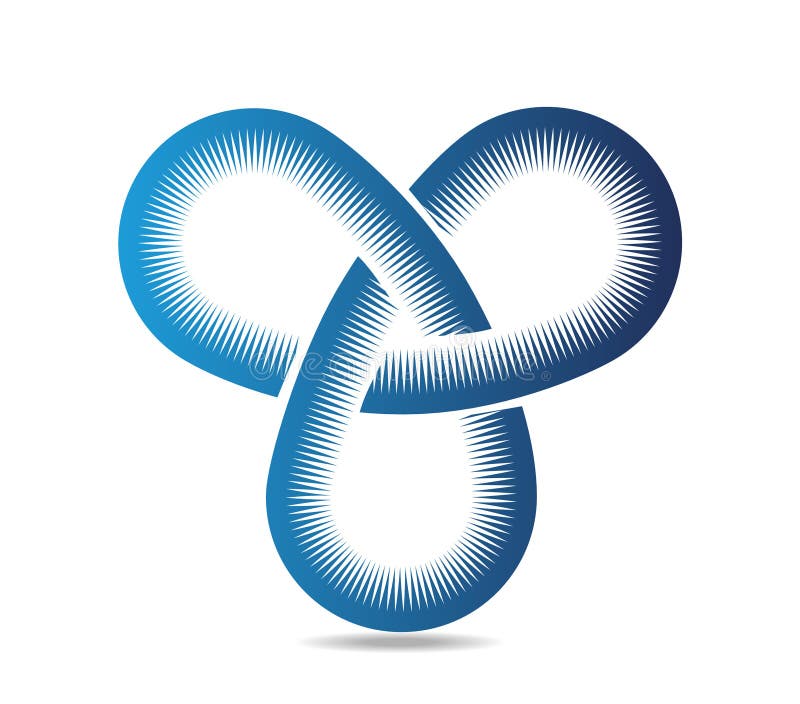 Mobius Loop Made of Three Lines in White on Blue Circle Stock Vector ...