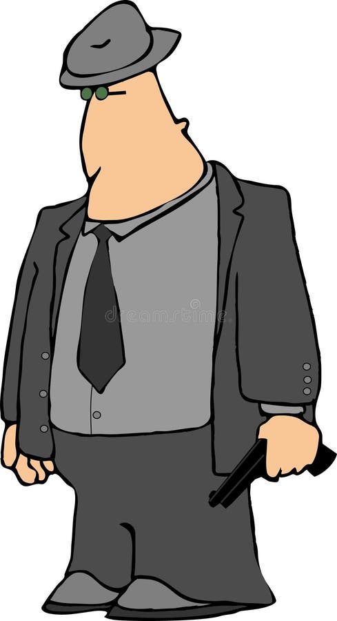 Mobster Hitman stock illustration. Illustration of comic - 159687