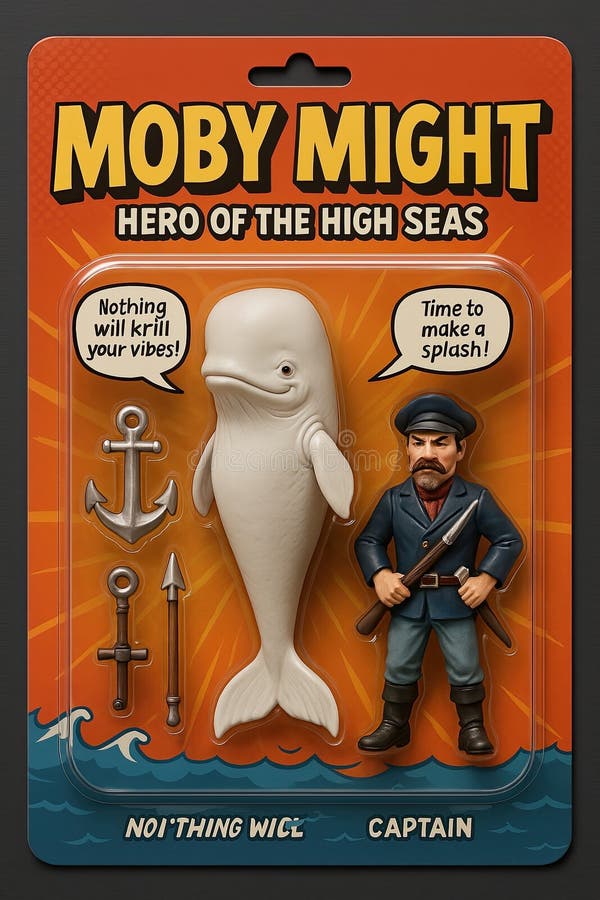 Moby Might White Whale and Whaler Funny Action Figure Stock ...
