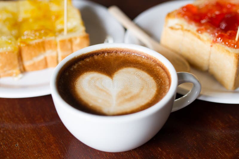 One Sky Cup of Mocca Cafe Stands on Wooden Table Stock Image - Image of ...