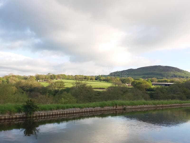 Canal Side View of Cloud Mountain Stock Photo - Image of shore, lake ...