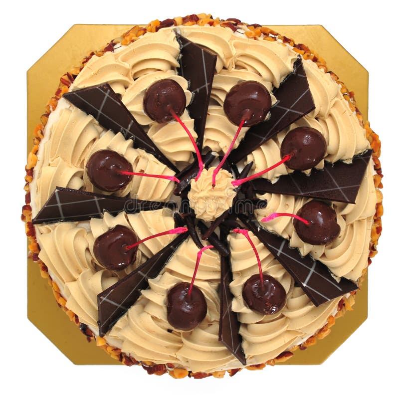 Mocha Cake stock image. Image of mocha, buttercream, cherries - 32956673