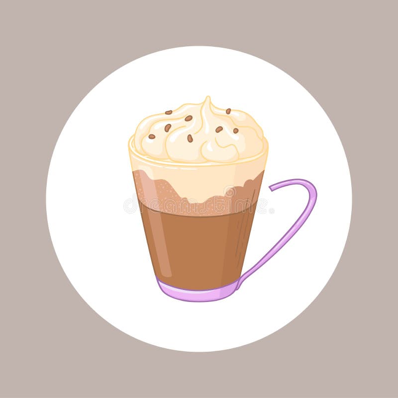 Mocha Coffee Vector Illustration. Beautiful Mug with Coffee and Cream ...