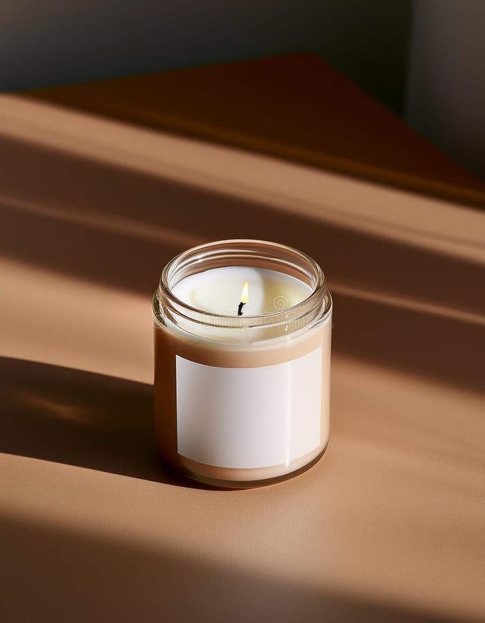 Mocha Mousse Candle with Shadow Play Stock Photo - Image of advertising ...