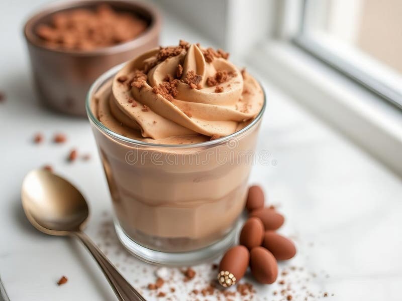 Mocha Mousse on the Table in the Coffee Shop. Mousse Colors of 2025 ...