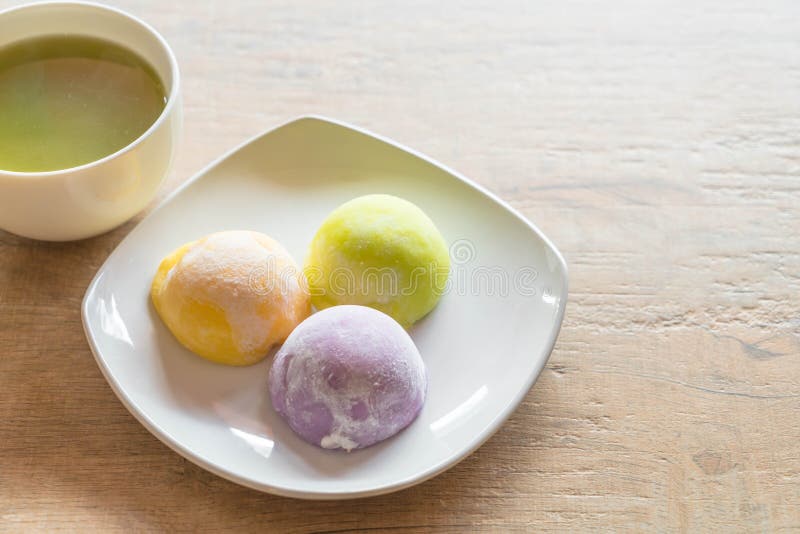 Mochi ice cream stock photo. Image of green, plate, delicious - 104165136