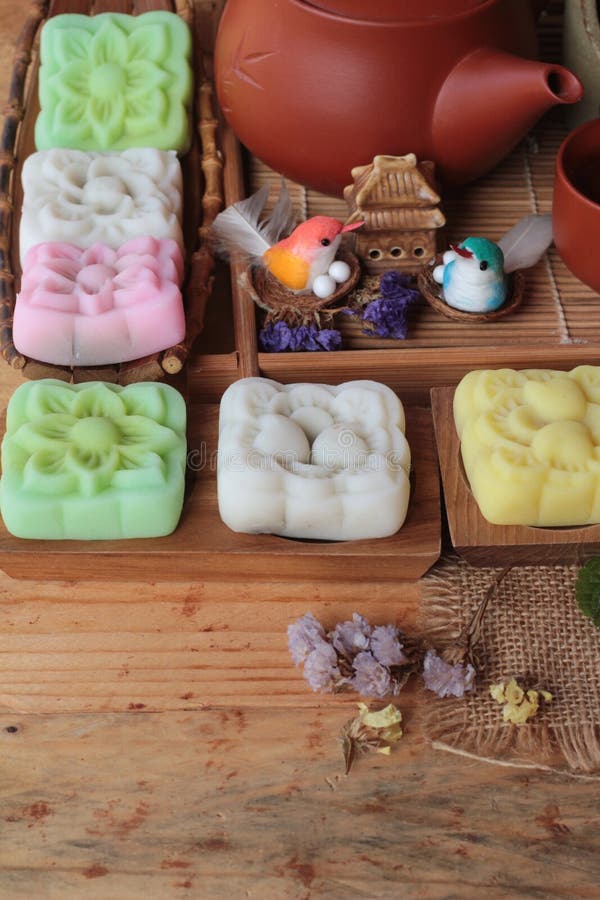 Mochi Japanese Dessert and Hot Tea Delicious. Stock Photo - Image of ...