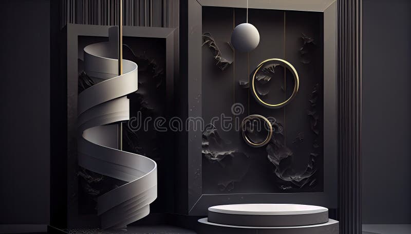 Mock Podium Splay Product Presentation Black Abstract Background 3d ...