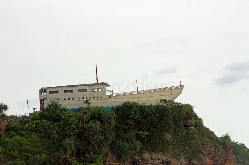 An Mock Ship Placed on a Hill Overlooking the Beach Stock Photo - Image ...