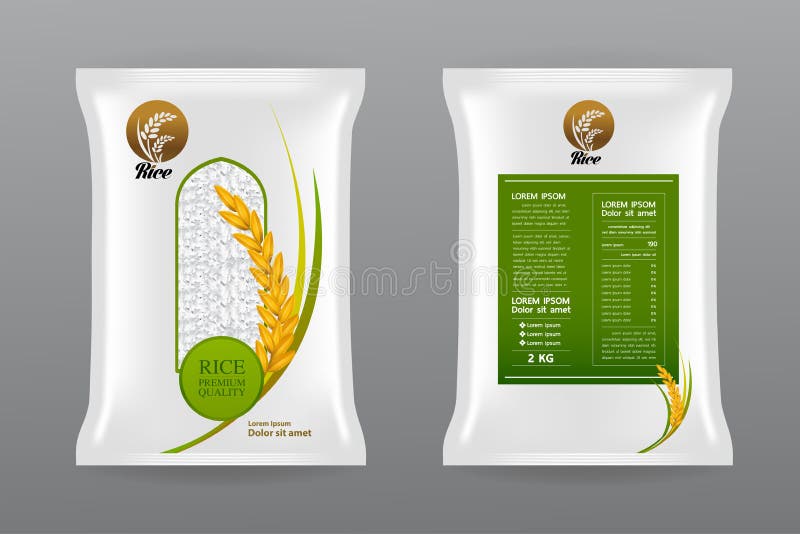 Premium Rice Product Package Mockup Vector Illustration Stock Vector ...