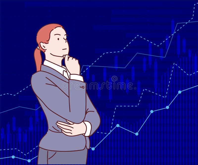 Successful of Young Business Trader Woman Trading Graph of Stock Market ...