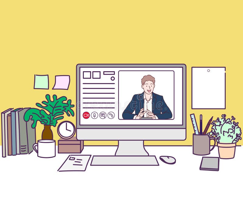 Video Conference Screen. Video Conferencing and Online Meeting ...