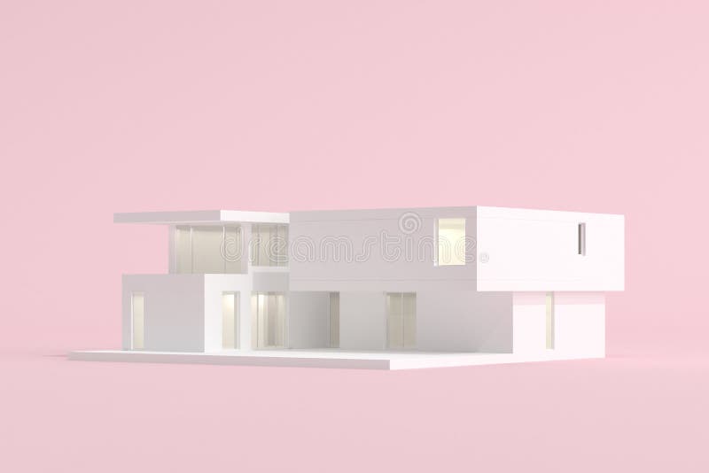 Mock Up of Architecture Building on Pink Background. Minimal. 3D ...