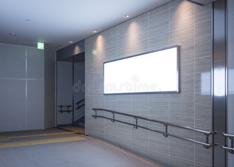 Mock Up Banner Signage Display in Public Building Stock Image - Image ...