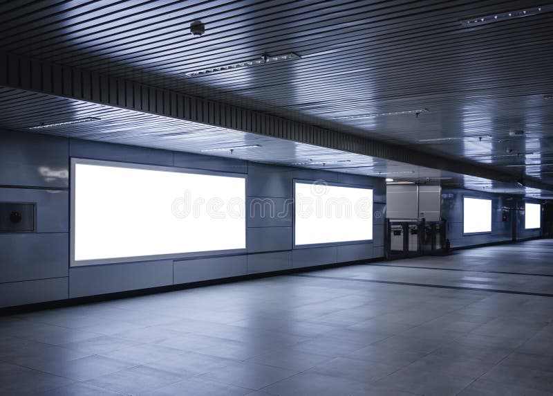 Mock Up Banners Media Light Box in Public Building Space Stock Photo ...