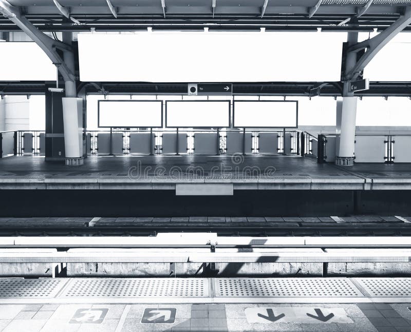 Mock Up Banners Media Template Ads Display at Train Station Stock Image ...
