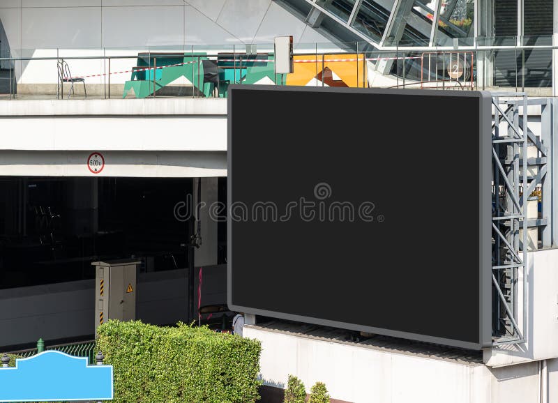Mock Up Black Screen LED Display Billboard at Crossroad. Clipping Path ...