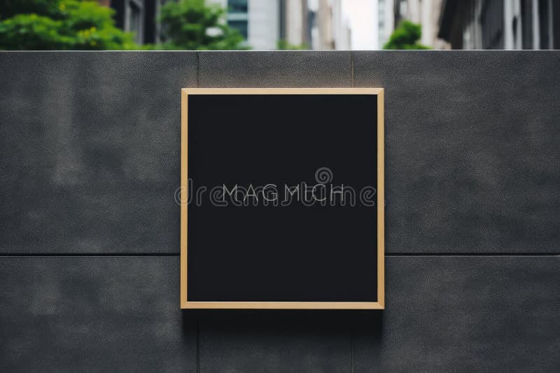 Mock Up of a Black Signboard on the Wall of a Building, Black Square ...