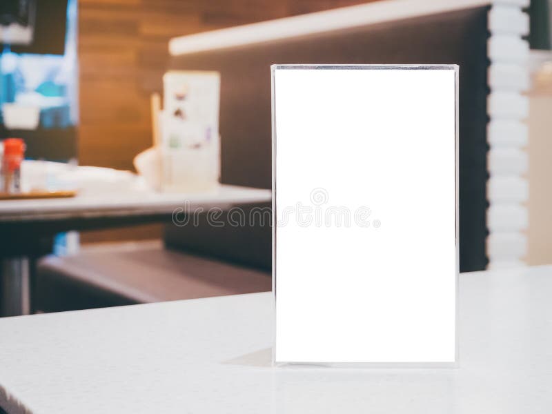 Blank Menu Frame on Table in Cafe Restaurant Stock Image - Image of ...