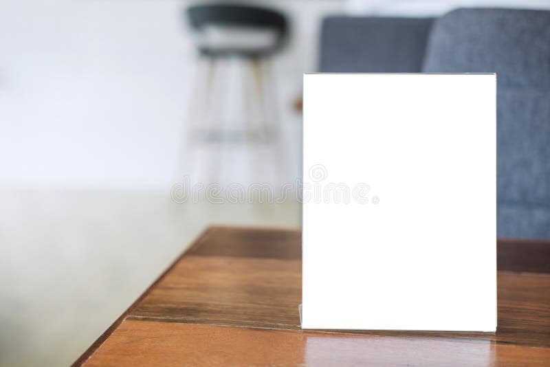 Mock Up Blank Menu Frame on Table in Coffee Shop Stand for Your Stock ...