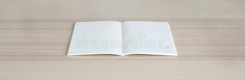 Mock Up Blank Open Paper Book on Wood Table Background Stock Photo ...