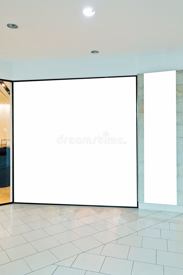Blank Store Showcase Window Mock Up in Shopping Mall Stock Photo ...