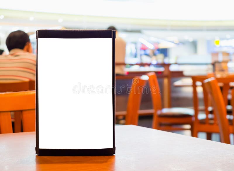 Mock Up Blank White Menu Frame on Cafe Restaurant Stock Photo - Image ...