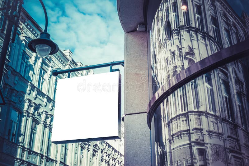 Mock Up. Rectangular Shape Signboard on Classical Architecture Building ...