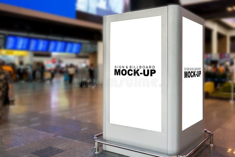 Mock Up the Blank White Screen Billboard Box in Terminal Stock Image ...