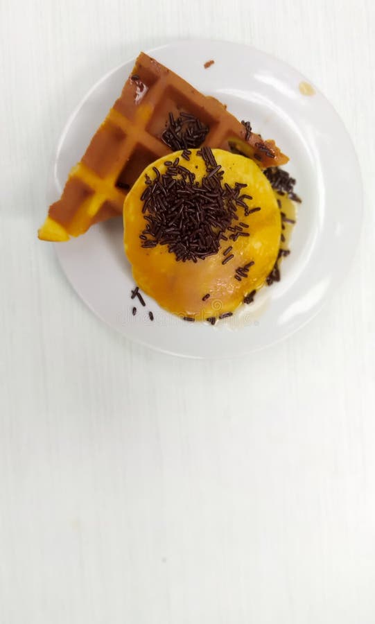 Mock Up Bread with Choco Topping upon White Dish Stock Image - Image of ...