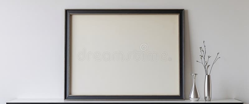 Mock Up Canvas Picture Wall Artwork Frame Copy Blank Paste Text Console ...