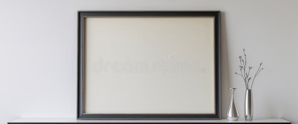 Mock Up Canvas Picture Wall Artwork Frame Copy Blank Paste Text Console ...