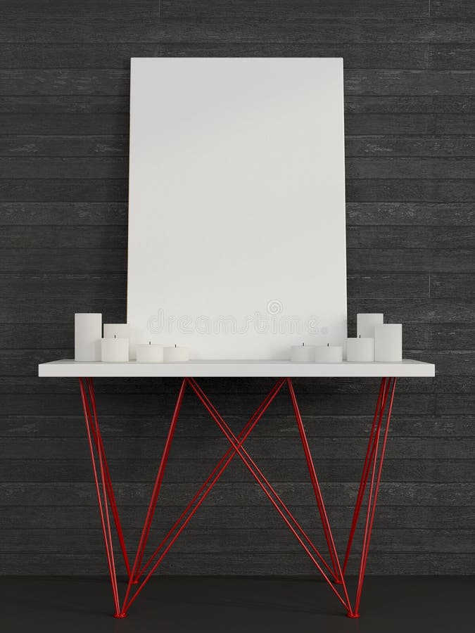 Mock Up Canvas on Stylish Red and White Table Stock Photo - Image of ...